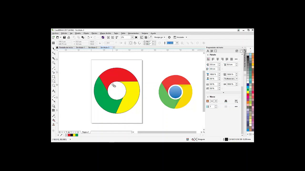 Como crear logo de google chrome en corel DrawX7 - YouTube