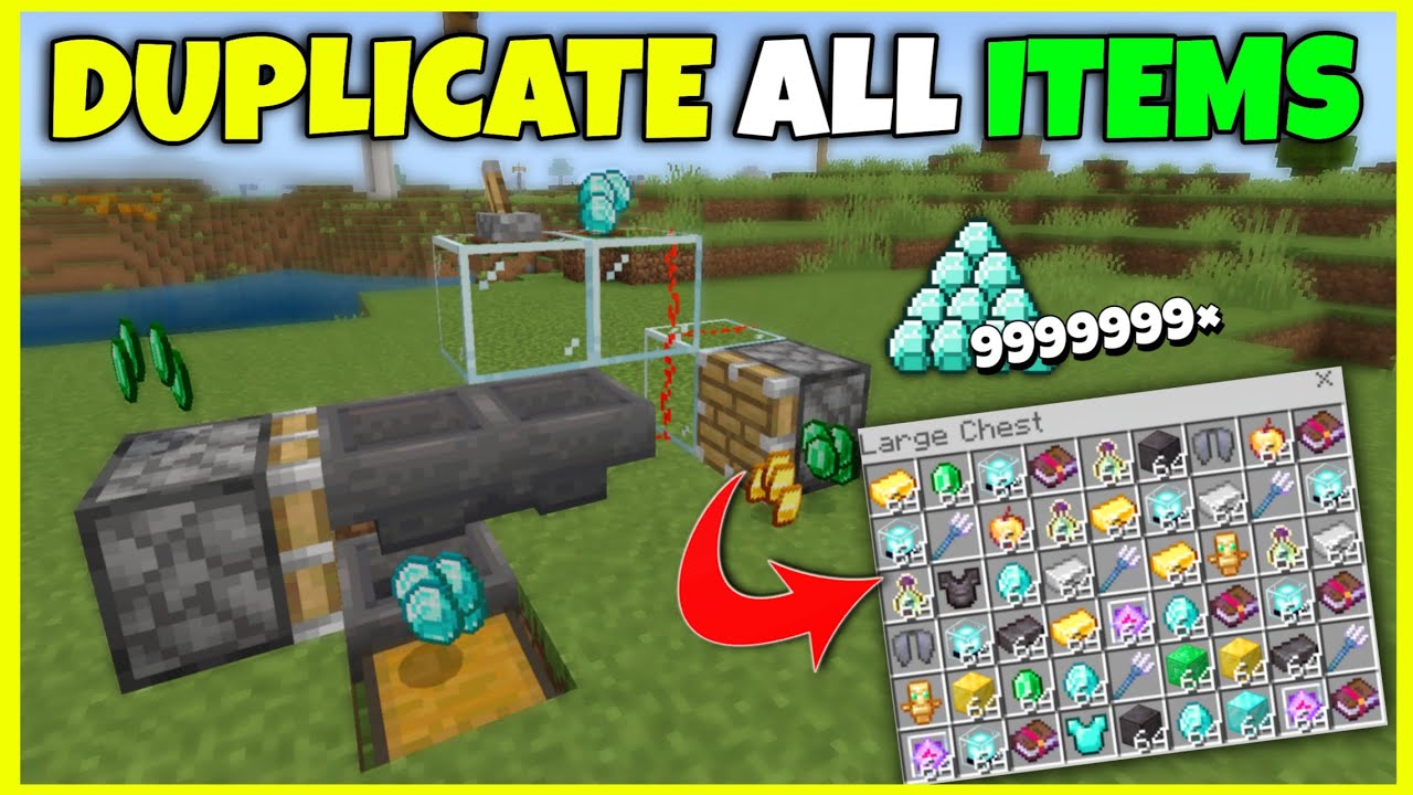 New Automatic DUPLICATE ALL ITEMS MACHINE - Minecraft Bedrock Dupes ...