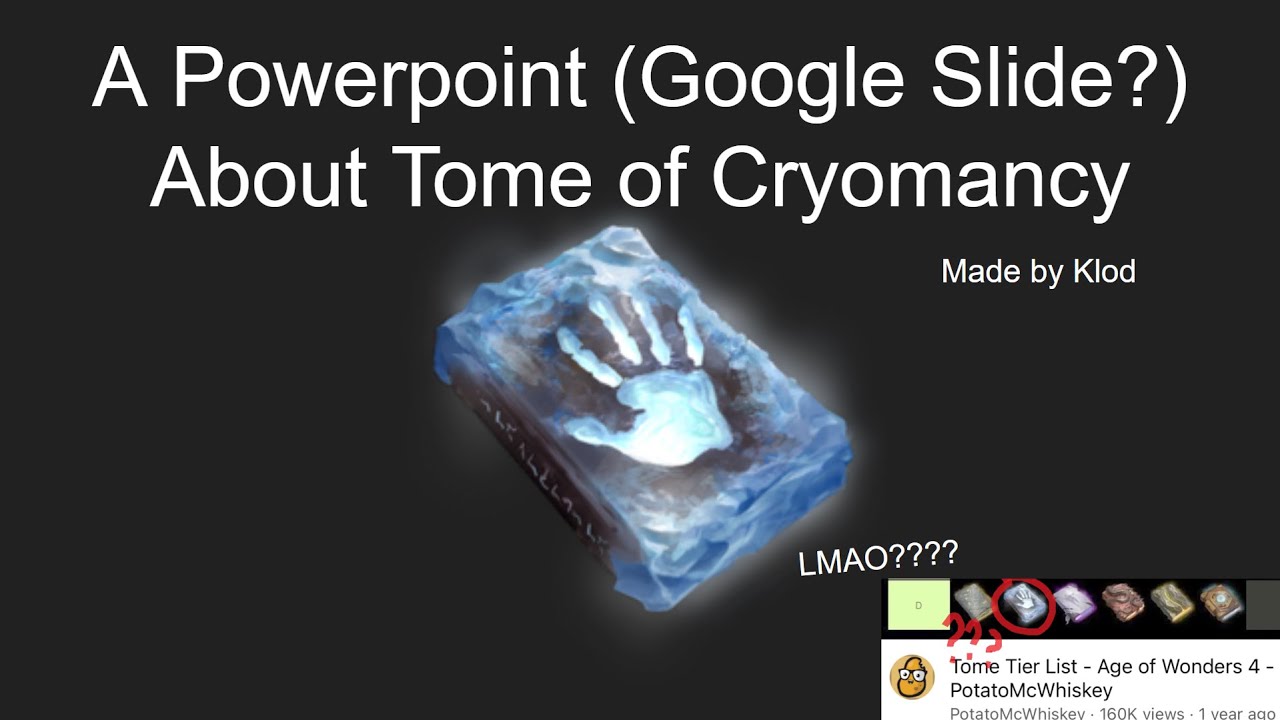 A PowerPoint (Google Slide?) About Tome of Cryomancy - YouTube