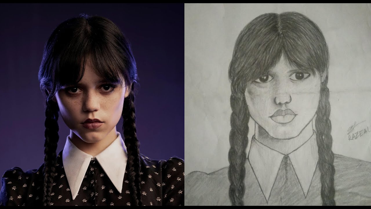 Drawing Wednesday Addams | Speed Draw - YouTube