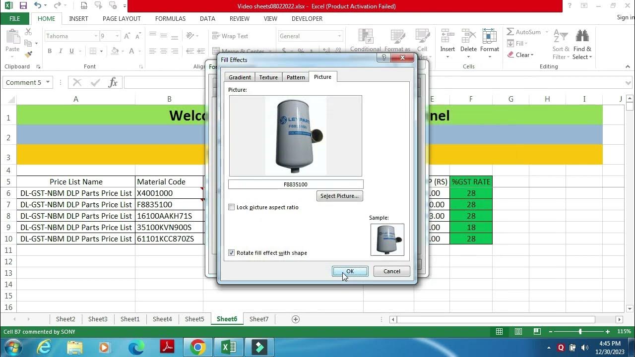 How to insert Part Number with image in excel cell|Store|Warehouse ...