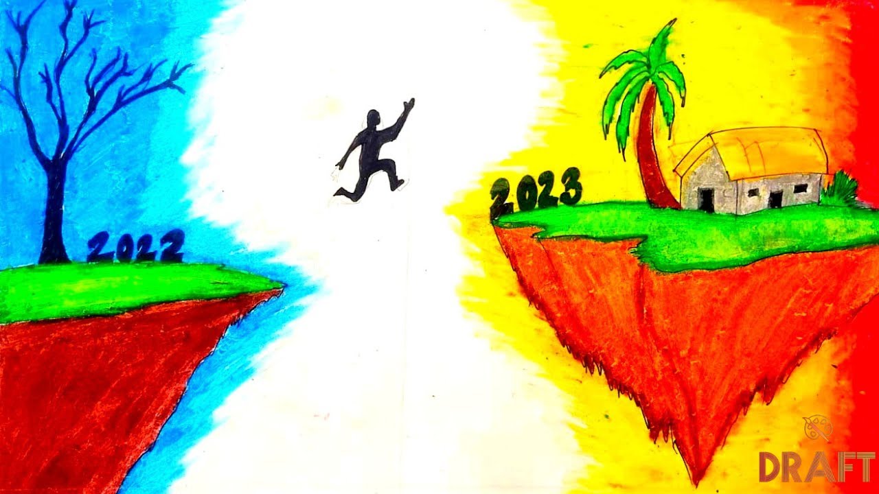Happy New Year | Step By Step drawing Tutorial for beginners | How to ...