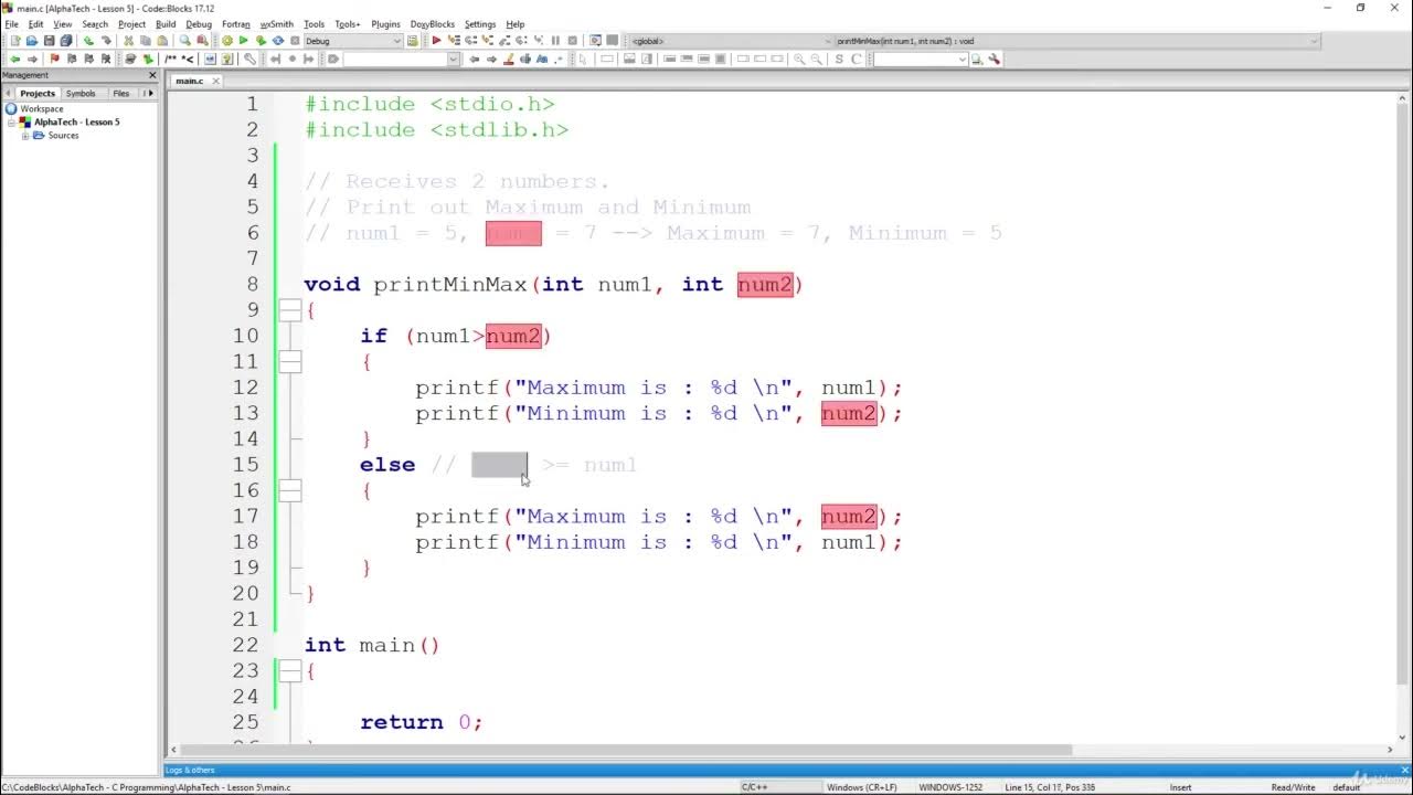 C Programming: Function Example #2 | Print Max between 2 Integers | Find Maximum of Two Numbers ...