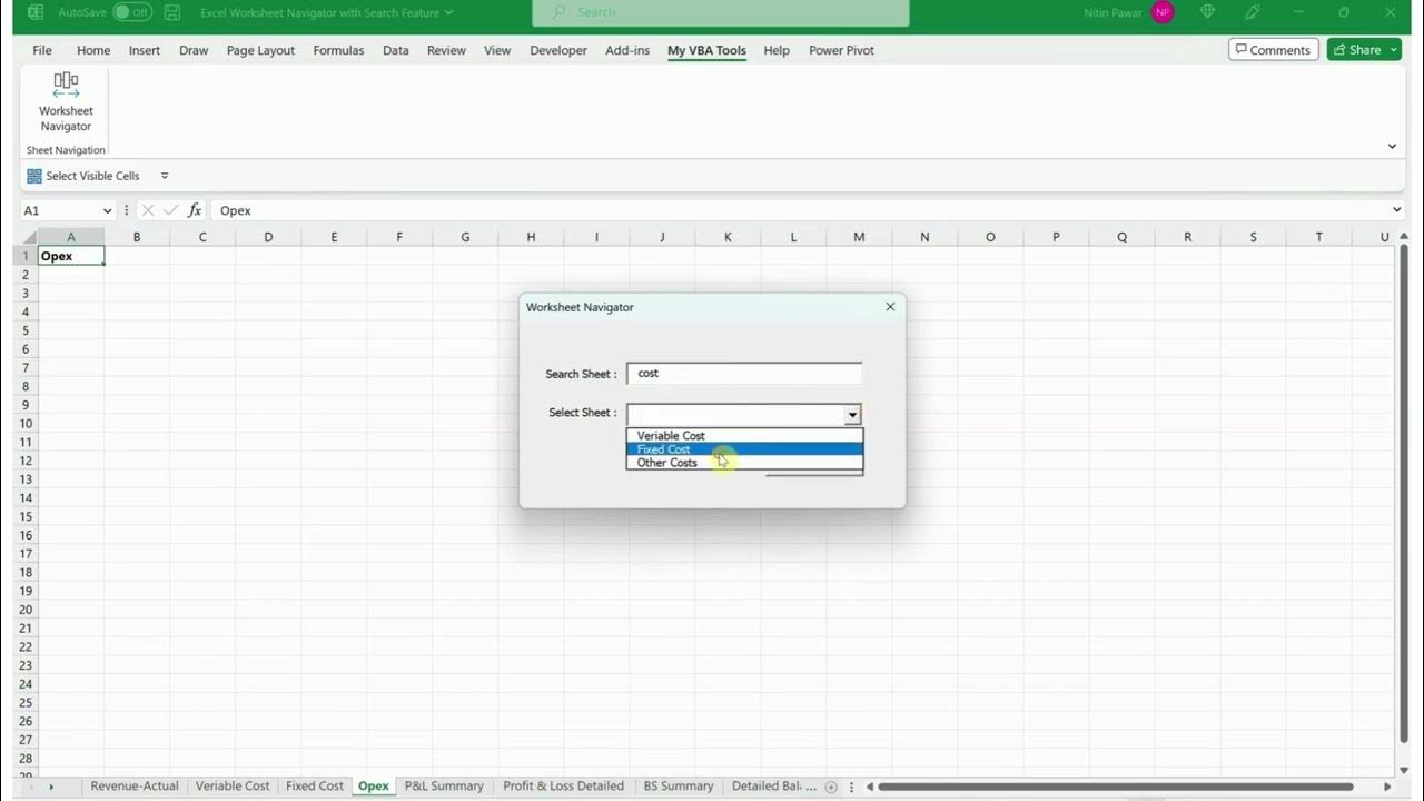 Excel Worksheet Navigator with Search Feature using VBA Part 1 of 2 - YouTube