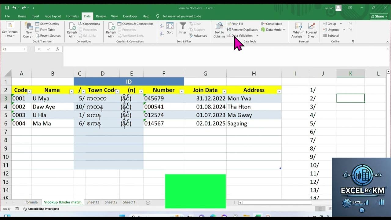 Data Validation ထဲက List နဲ့ Custom ကိုအသုံးပြုနည်း(How to use "List" & "Custom in Data ...