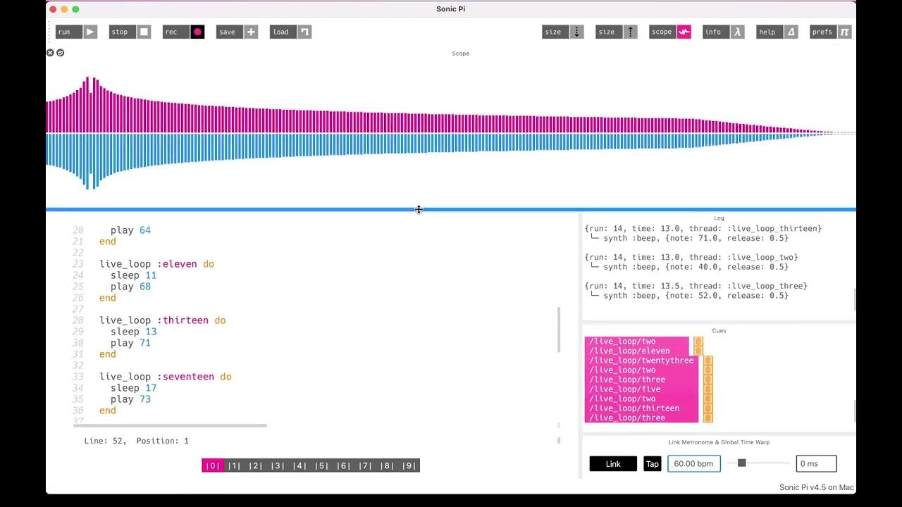 #LiveCoding: Prime #overtones #polyrhythms with #SonicPi - YouTube
