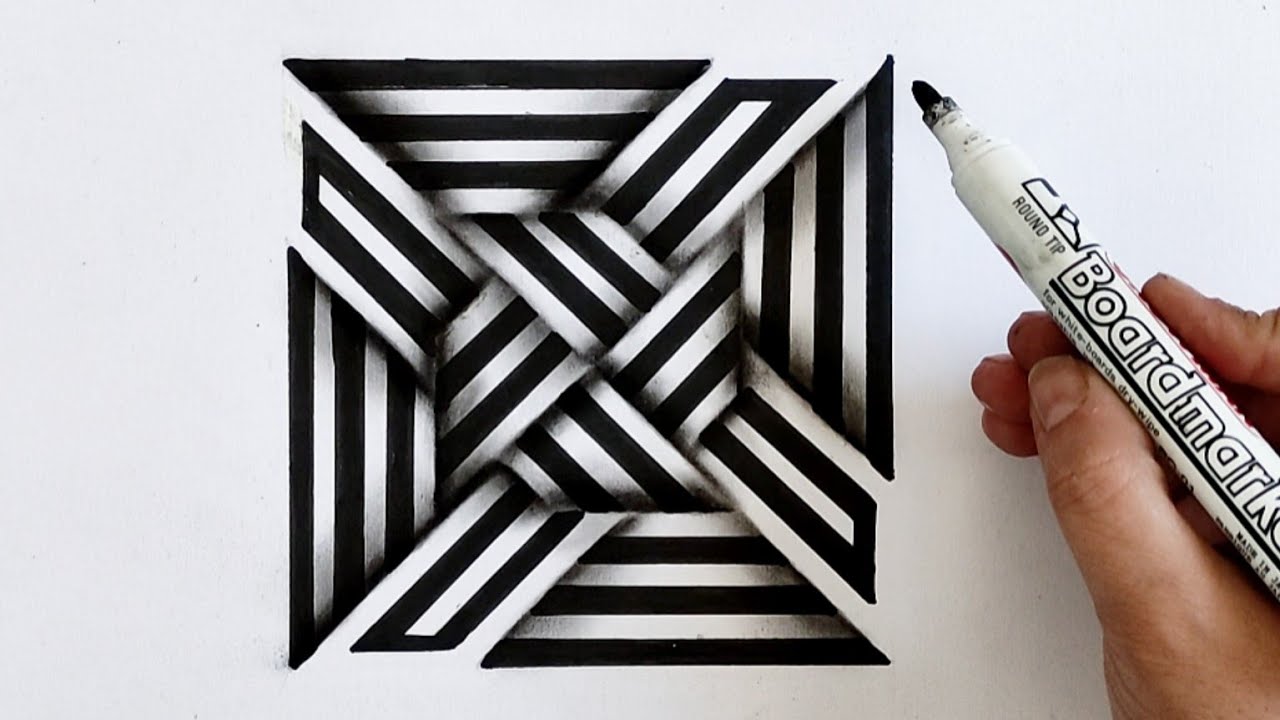 3D Optical Illusion drawing tutorial | op art idea - YouTube