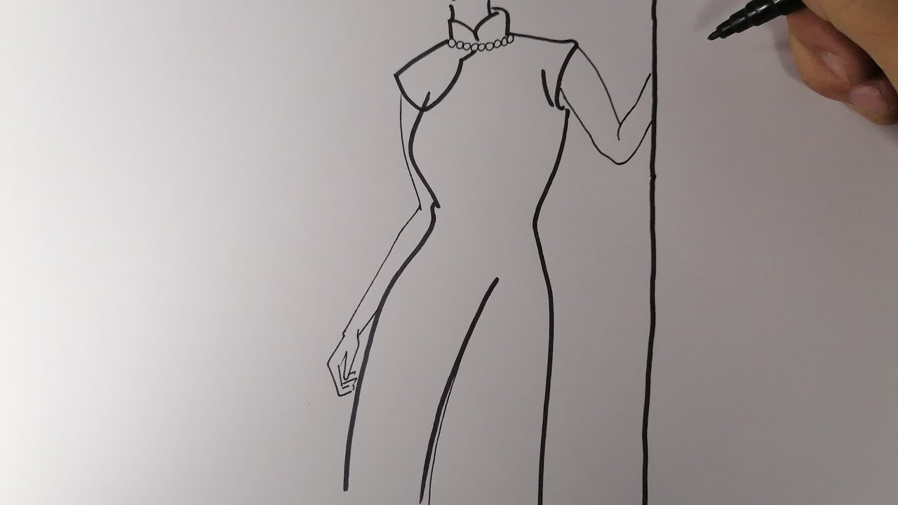 How to draw a Chinese cheongsam - YouTube