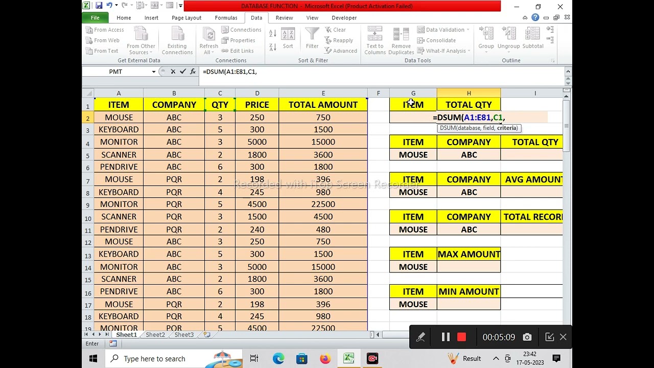 USE OF DATABASE FUNCTION IN EXCEL YouTube USE OF DATABASE FUNCTION IN EXCEL YouTube