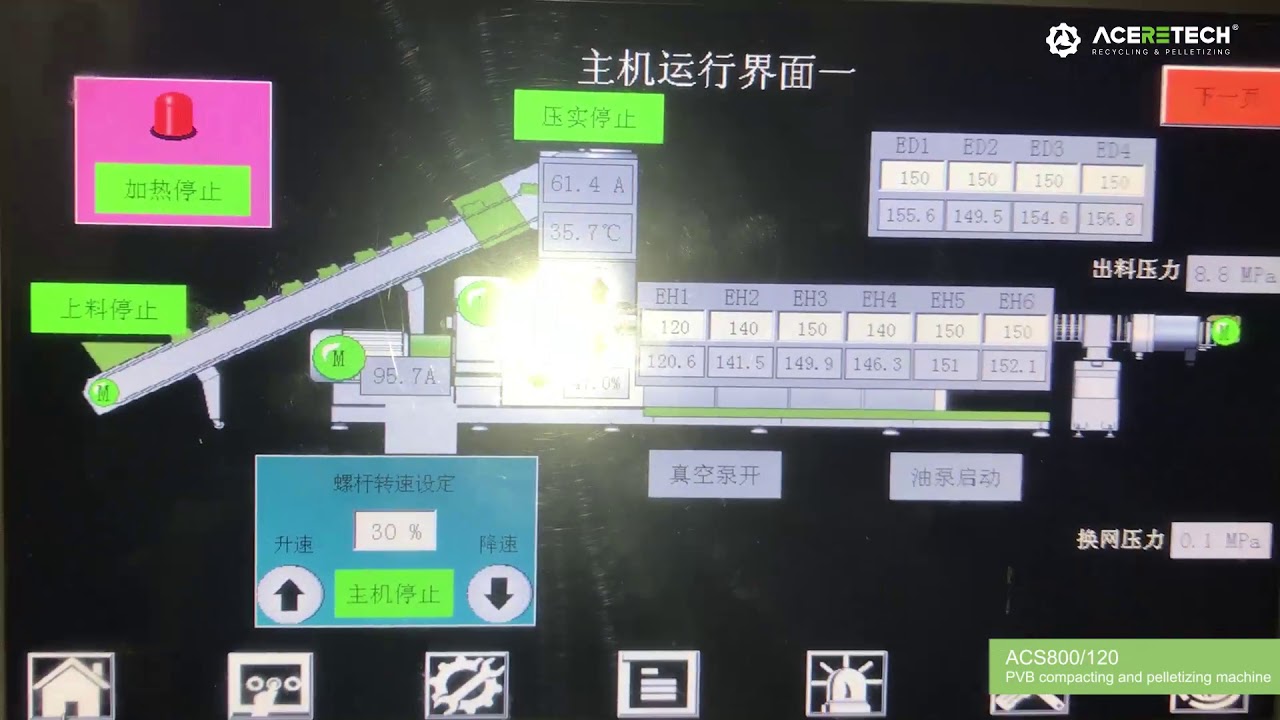 PVB recycling pelletizing - reciclado de PVB - PVB granulating machine ...