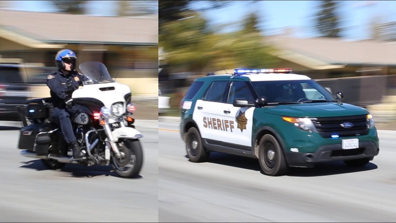 California Highway Patrol Motorcycle, Sheriffs, and AMR responding Code ...