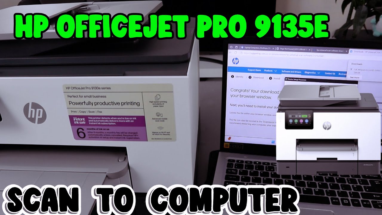 HP OfficeJet Pro 9135e, Scan To Computer, Print PDF - YouTube