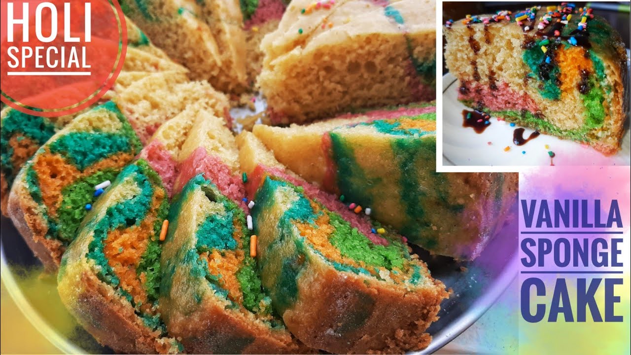 Holi Inspired Sponge Cake |Eggless Recipe |Colourful Cake Recipe ...