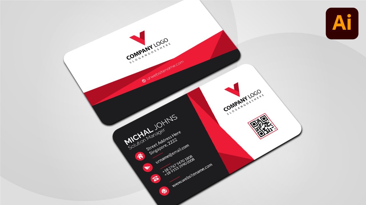 Business Card Design In Adobe Illustrator - YouTube