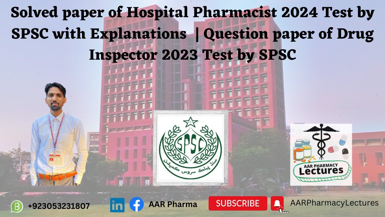 Solved paper of Hospital Pharmacist 2024 Test by SPSC | Question paper ...
