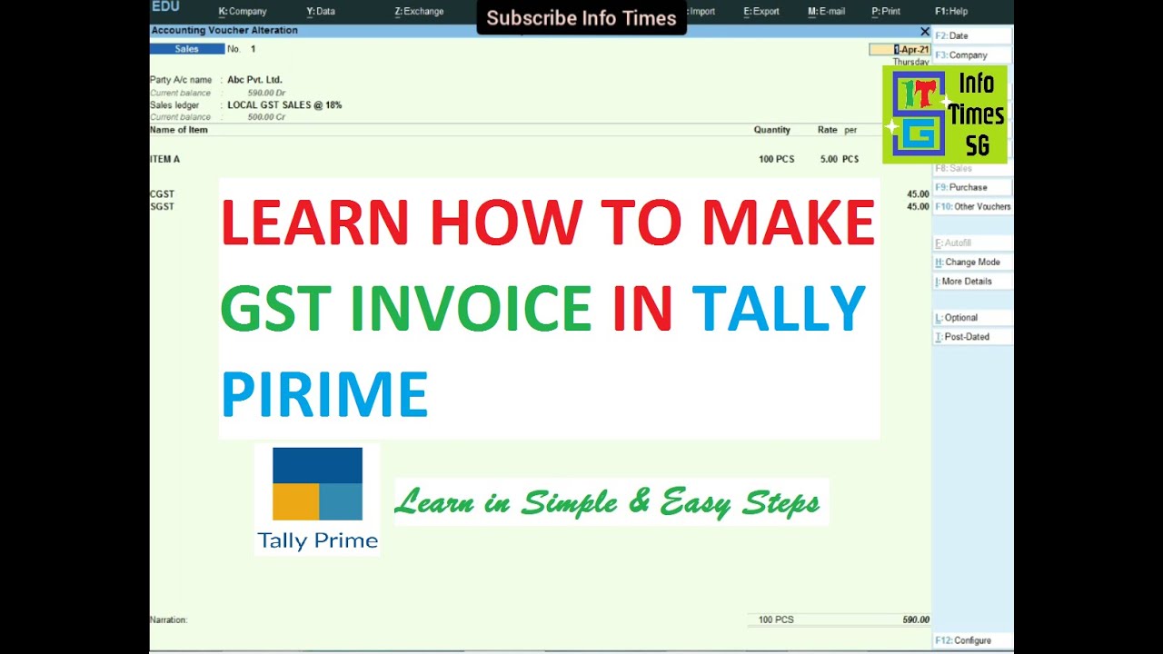 Make GST Invoice / Bill in Tally Prime / Local & Interstate Sales in ...