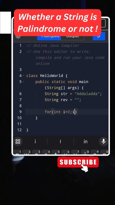 Java : Palindrome or Not | #shorts #java #palindrome - YouTube