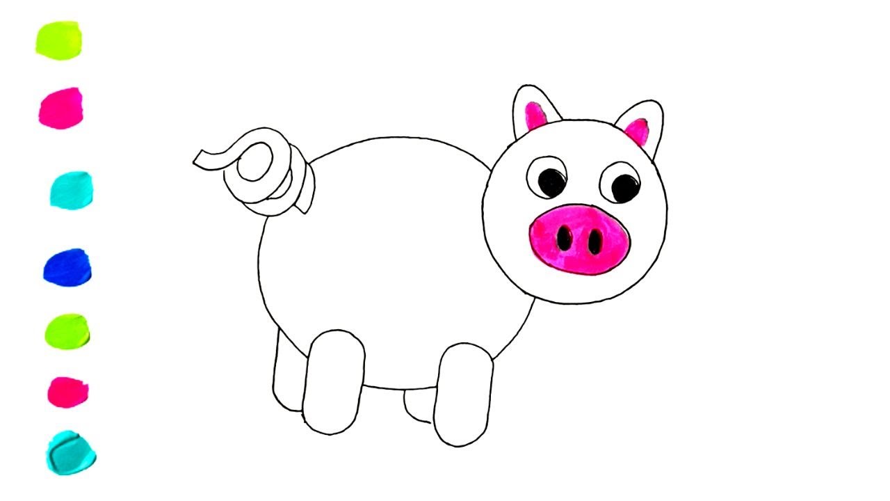 How to draw cute Pigi bank for kids - YouTube