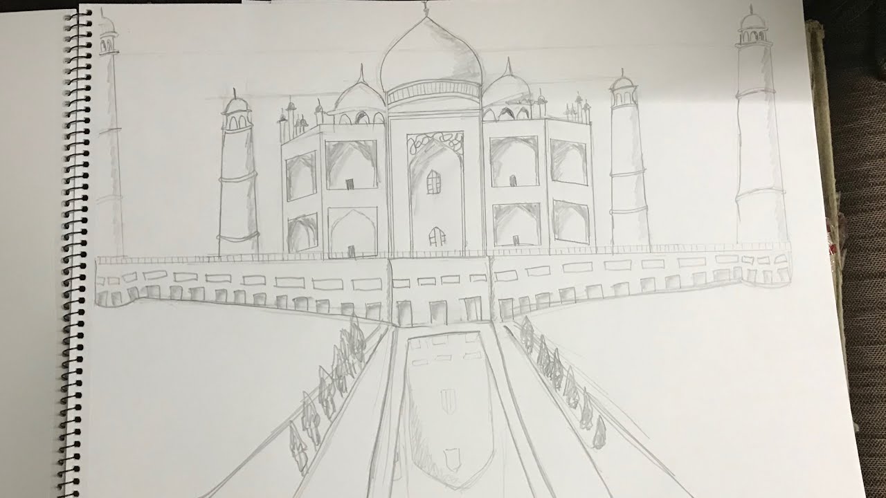 How to draw Taj Mahal, one of the 7 Wonders of World 🌍! Easy and simple ...