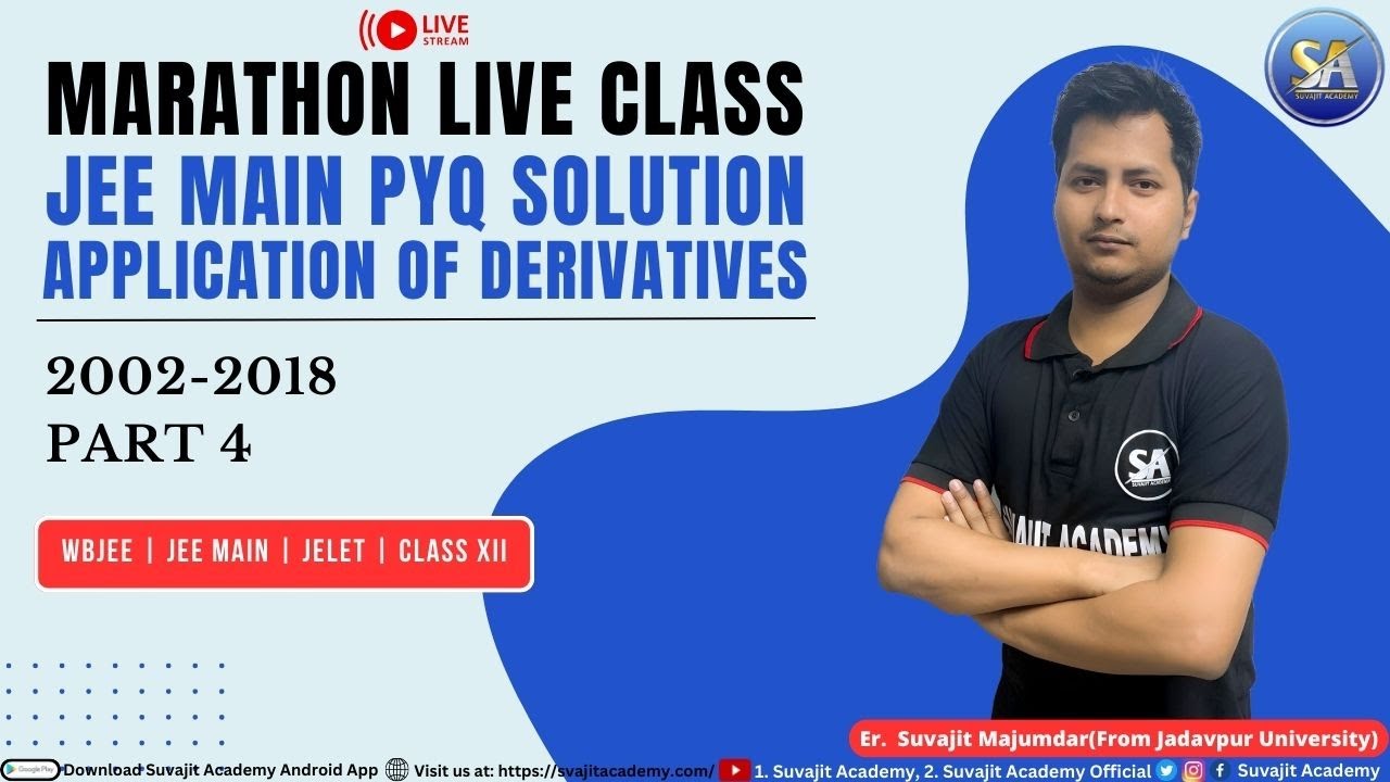 Math Marathon Class Calculus Application of Derivatives JEE Main PYQ ...