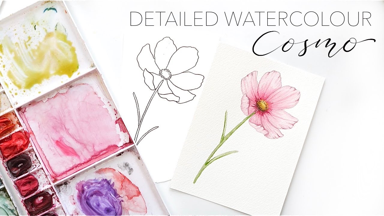 How To Paint A Detailed Watercolour Cosmo - YouTube