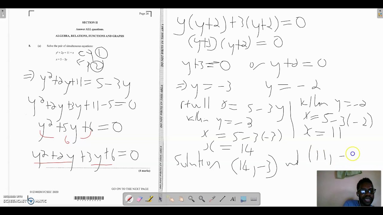 CXC CSEC MATHEMATICS past paper 2 January 2020 resit question 8 - YouTube