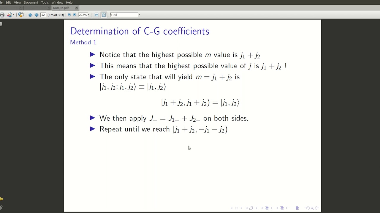 14 Calculation of the Clebsch-Gordon Coefficients (method 1) - YouTube