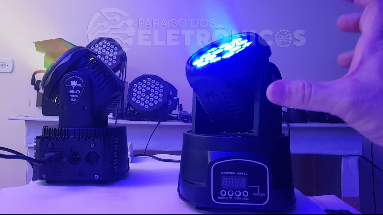 Canhão Moving Head Dicas Como Configuração 18 LEDs RGB Efeito Strobo ...