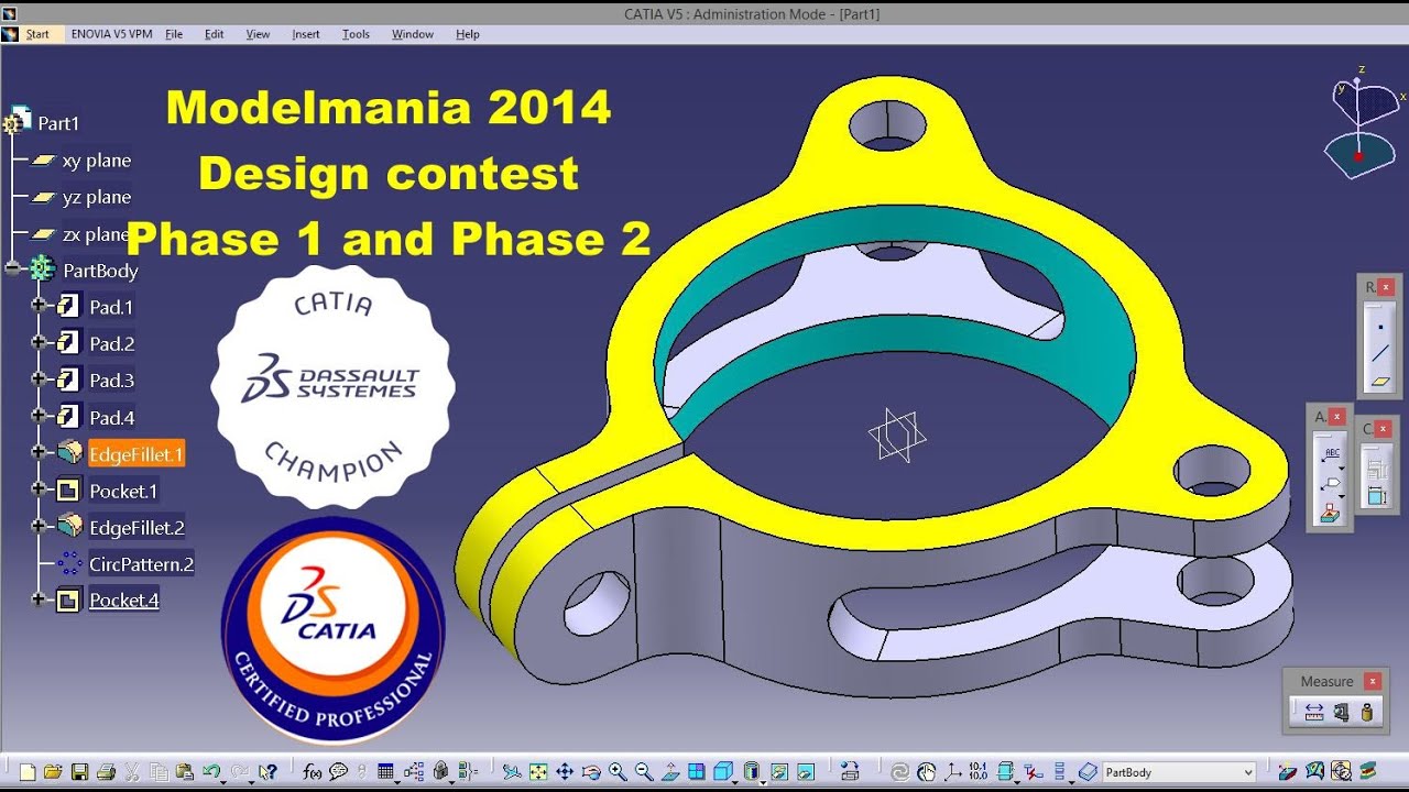 How to create a mechanical part using CATIA Part Design 78 Modelmania ...