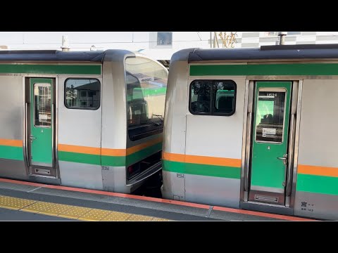 E231系1000番台小山車同士の切り離し（解結）作業シーン。（2023.11.16.9:02）籠原駅3番線にて - YouTube