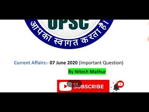 #13 Videos 07 June 2020 Current Affairs Mathur Academy By Nitesh Mathur ...