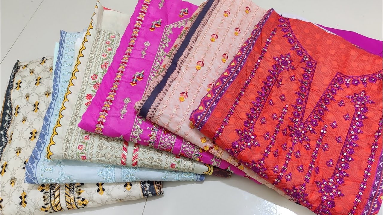 Riwayat Cotton Embroidery Three Piece | New design cotton Orna dress ...