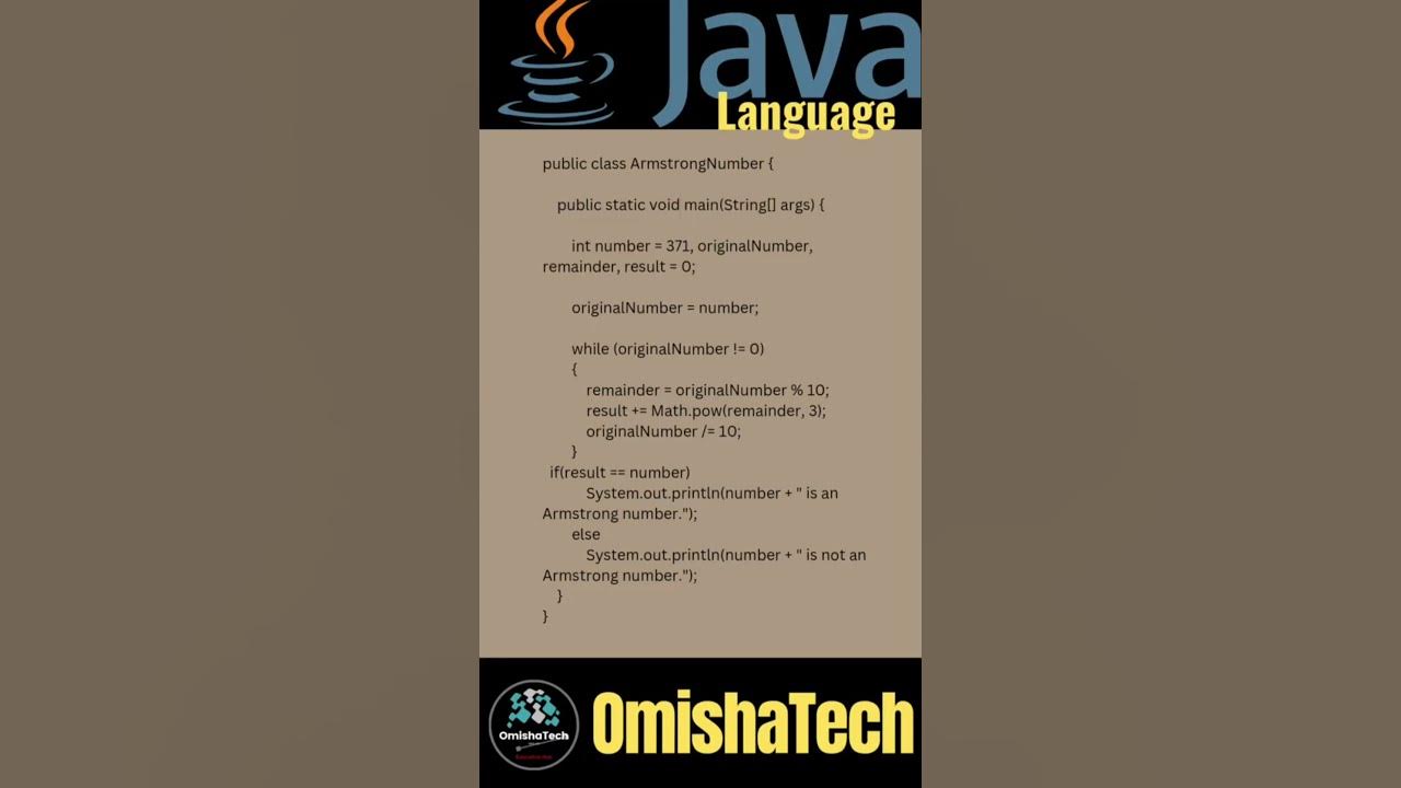 Check Armstrong Number Program In Java Java Programming Shorts Ytshorts Coding Java Youtube