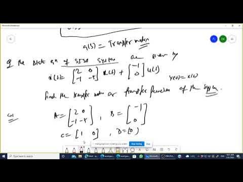 Lecture 14: Transfer matrix and Transfer function using State Space Technique - YouTube
