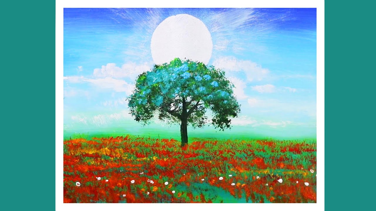 How to paint a tree acrylic painting for beginner - YouTube