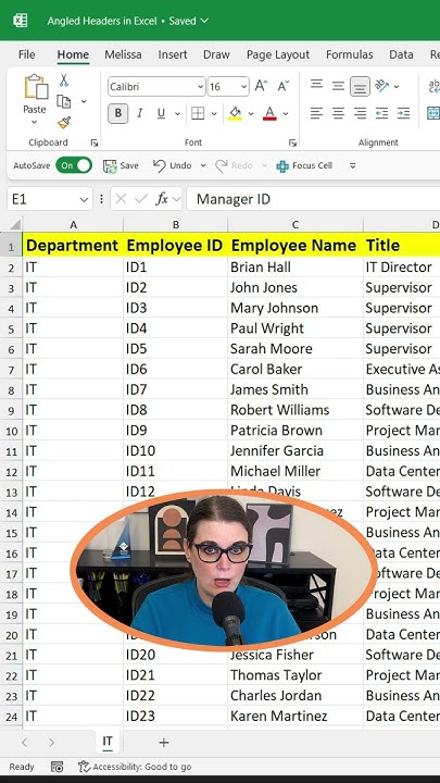 EXCEL TUTORIAL - Make Headers Easy to Read in Seconds with Angled Column Headers - YouTube