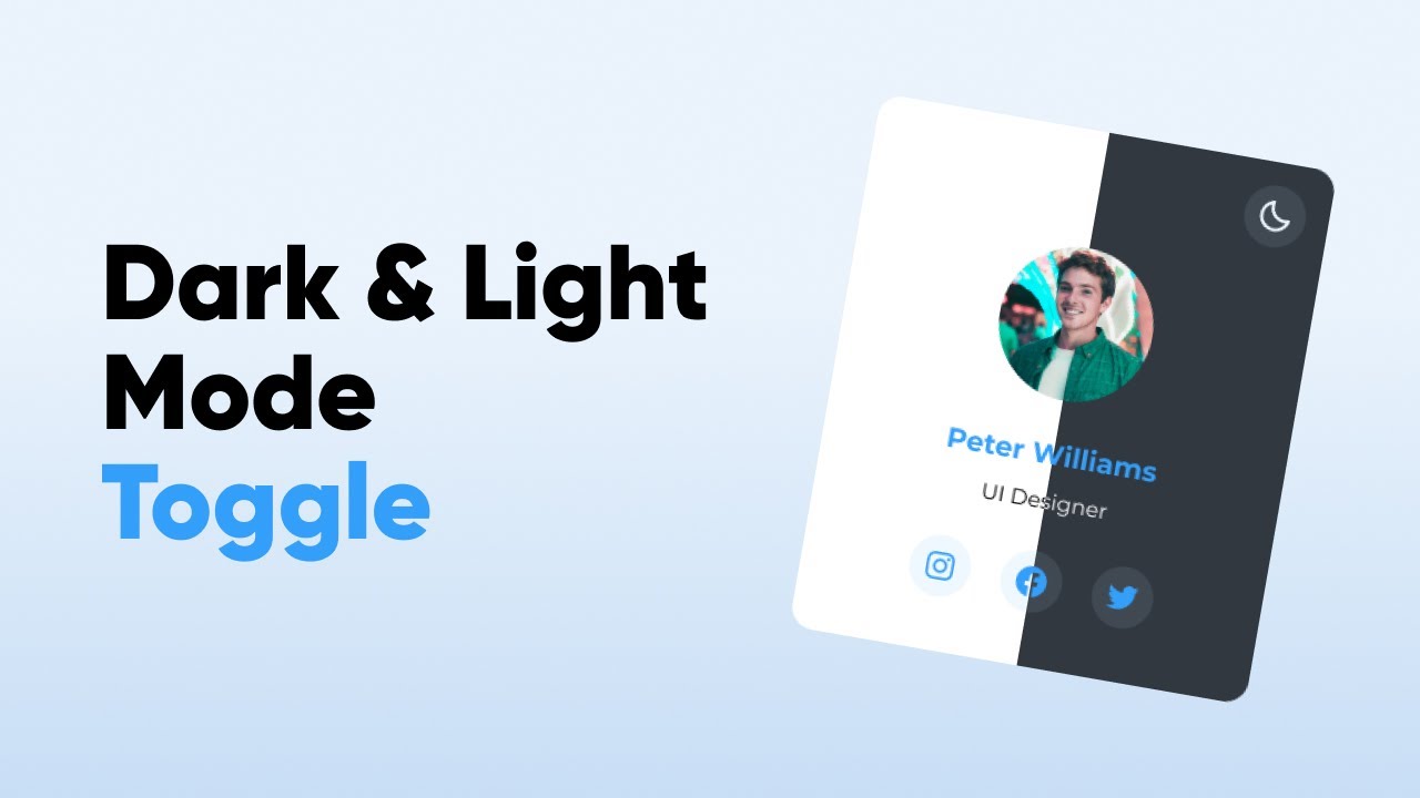 Toggle Between Dark and Light Mode using HTML, CSS & JavaScript - YouTube