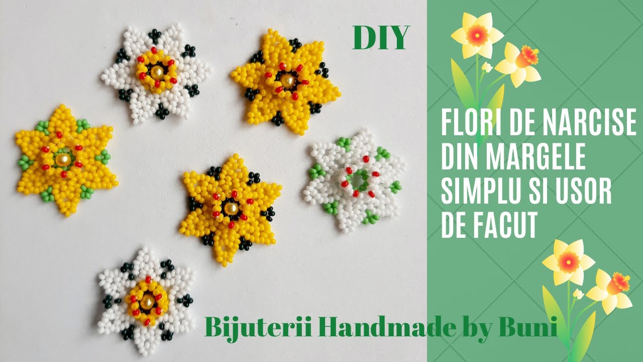 Cum se fac Flori de Narcise din margele - simplu si usor /easy beaded ...