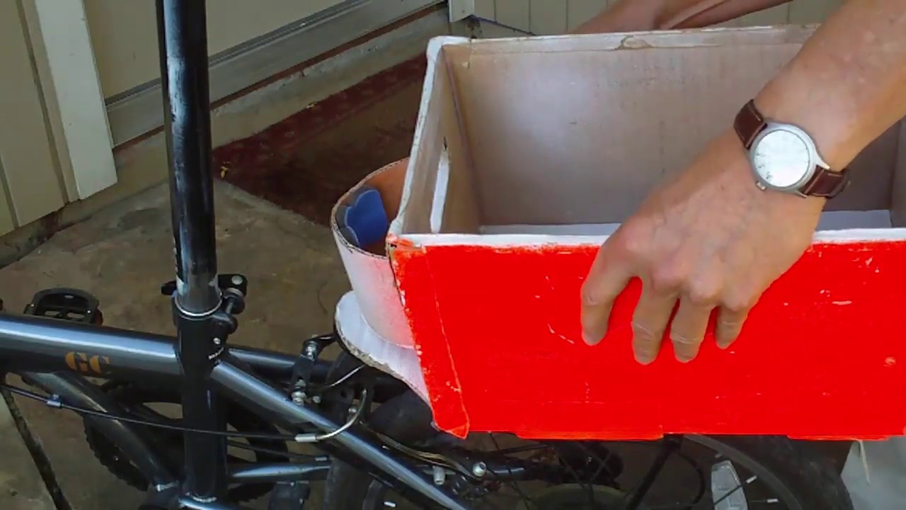 Construction of cardboard cargo box for bike - YouTube