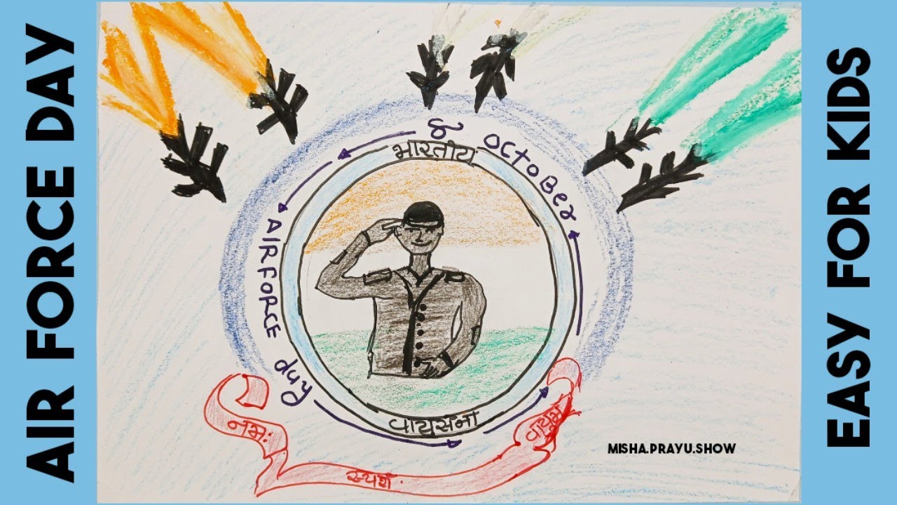 Poster Drawing on Indian Air Force Day Easy |Indian Air Force Day 2020 ...