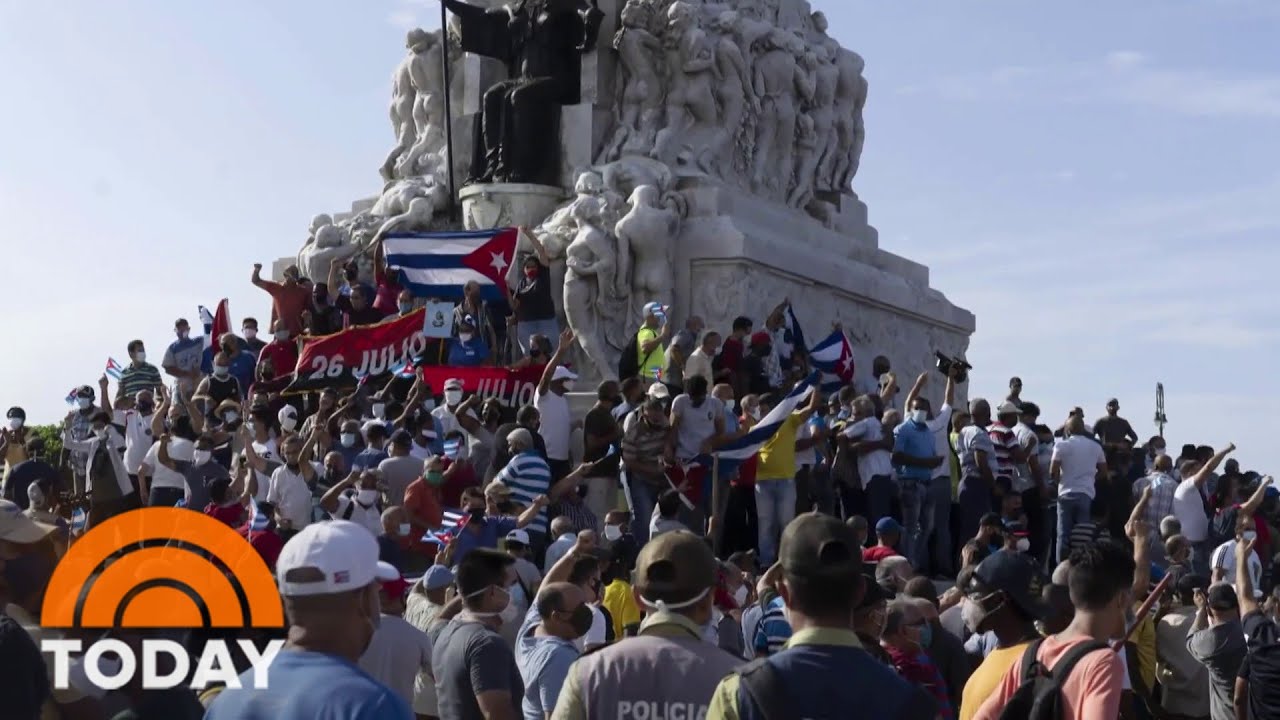 Cuba’s Streets Filled With Protesters For Second Night - YouTube