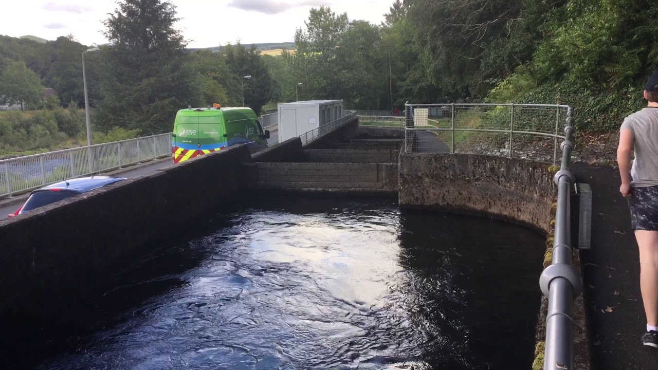 Pitlochry Hydro power station and fish ladder in Scotland UK - YouTube