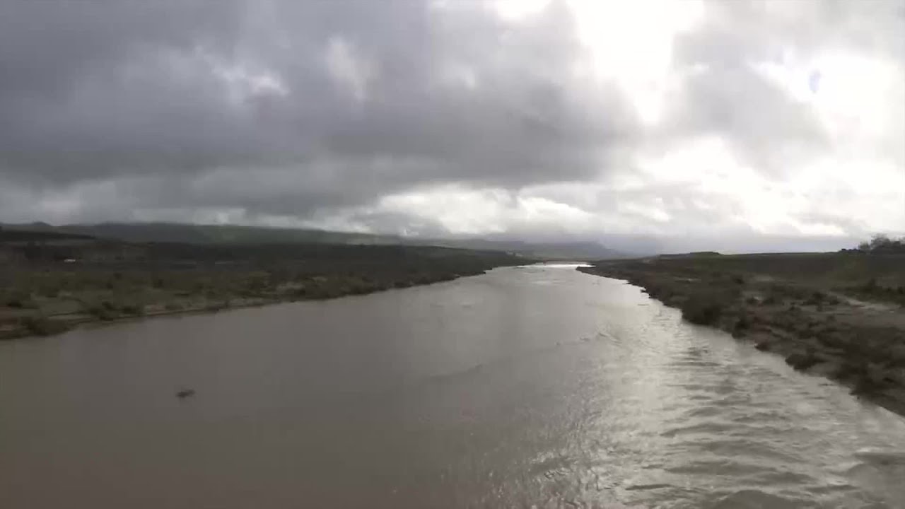 Santa Maria River rushing with water following recent rounds of rain ...