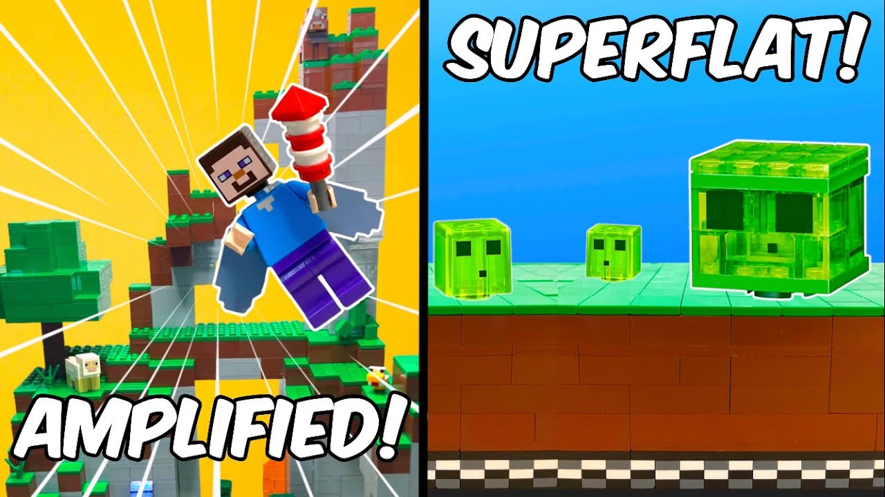 I built every Minecraft world type with LEGO! - YouTube