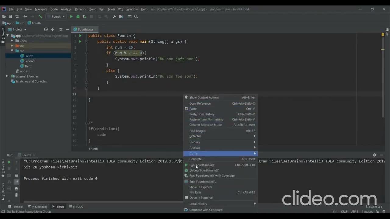 #4 dars | Shart operatorlari (if else, else if statements) | Java ...