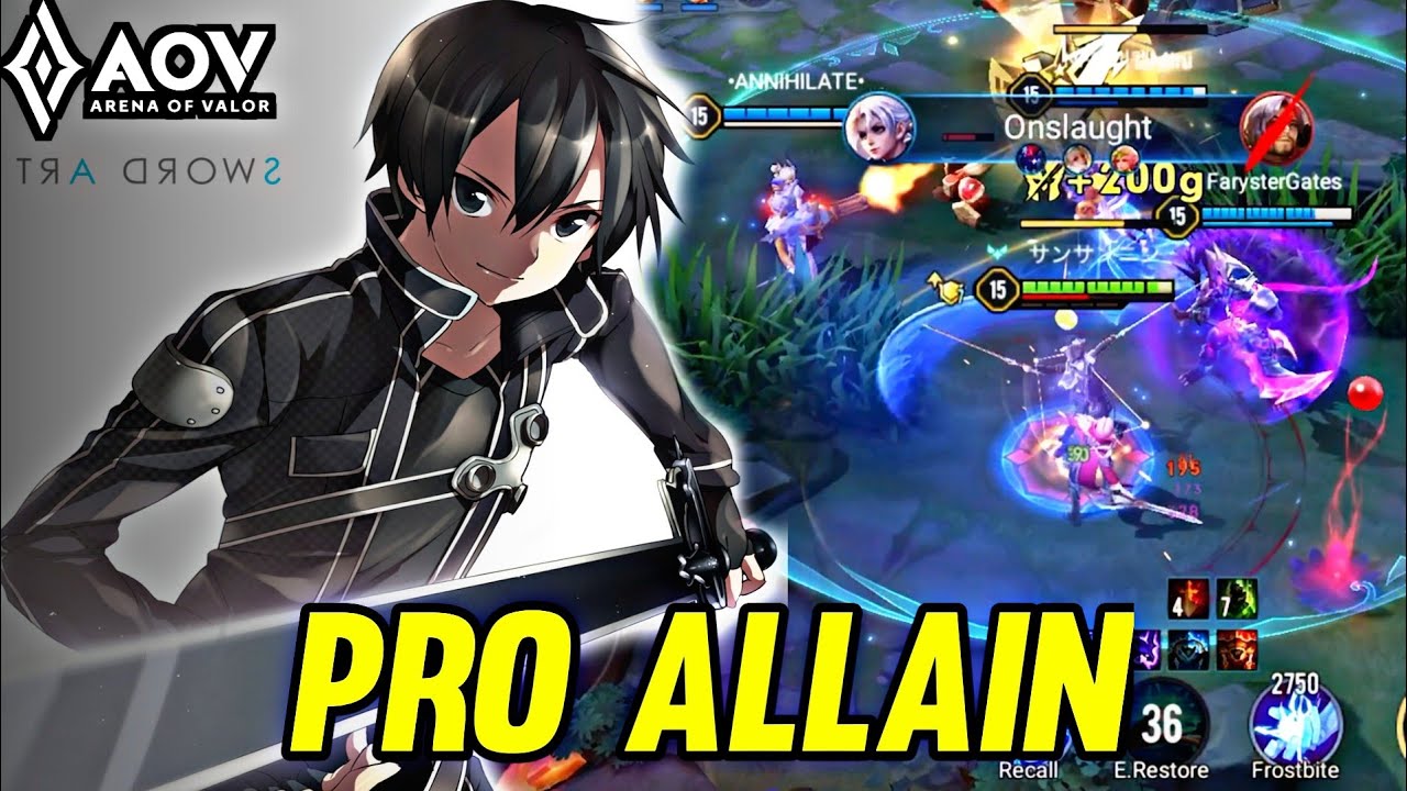 AOV : ALLAIN/KIRITO GAMEPLAY | PRO ALLAIN - ARENA OF VALOR LIÊNQUÂNMOBILE ROV - YouTube