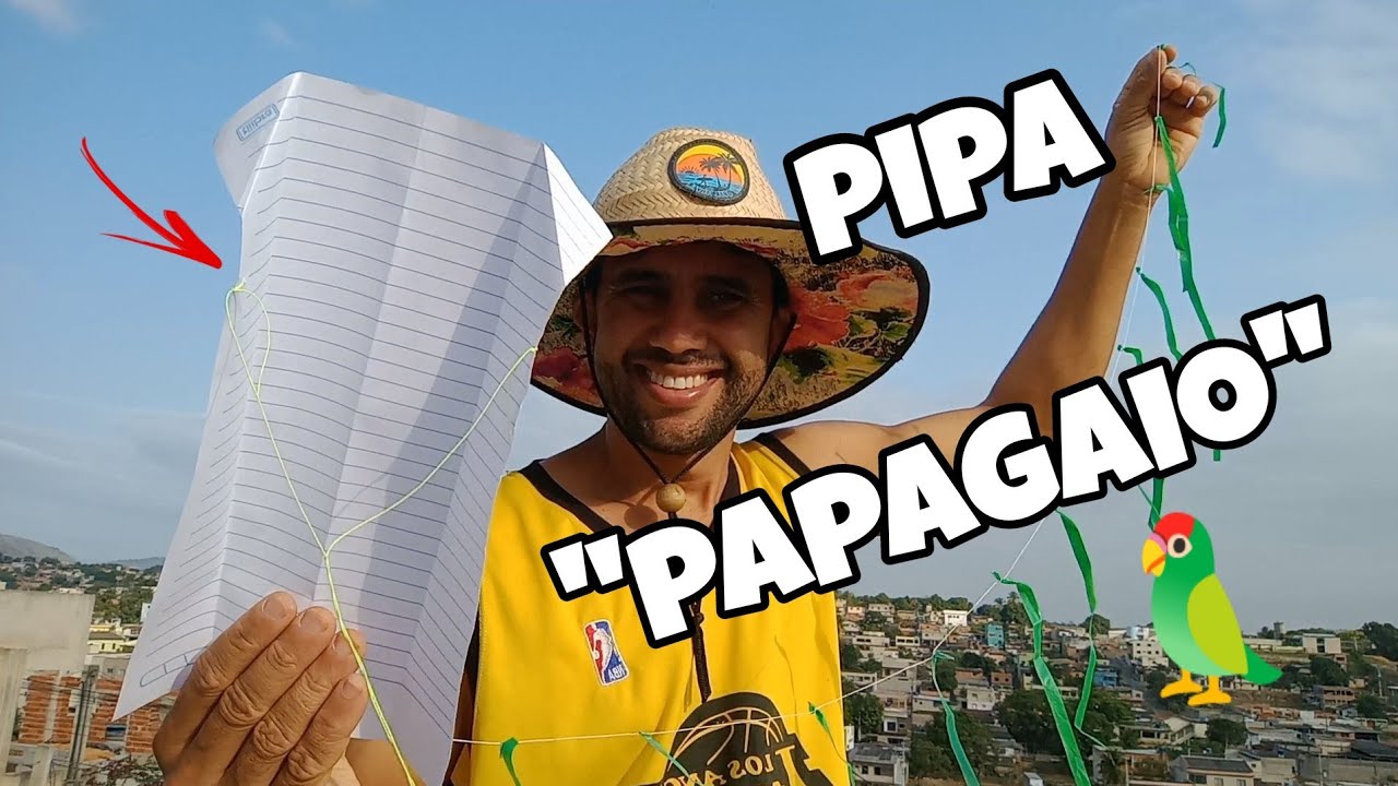 COMO FAZER PIPA PAPAGAIO 🦜 COM FOLHA DE CADERNO / FÁCIL E RÁPIDO. - YouTube