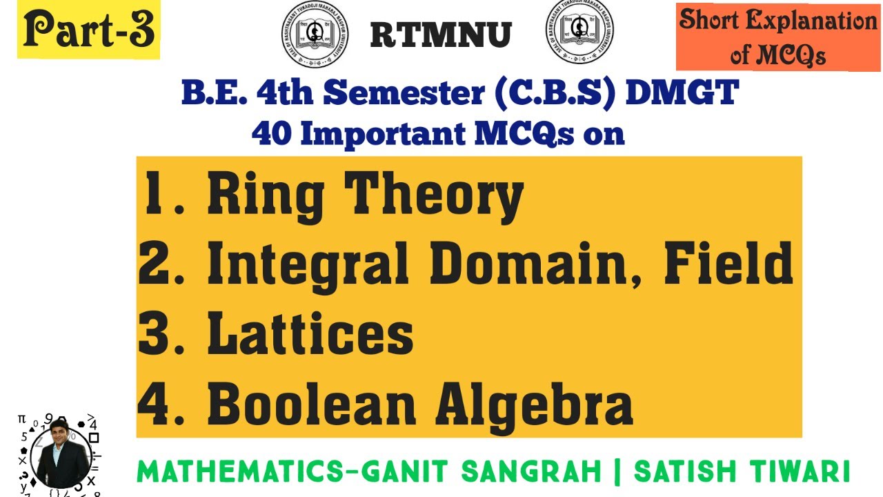 MCQ on Ring Theory, Lattices, Boolean Algebra | DMGT | Lecture-3 - YouTube