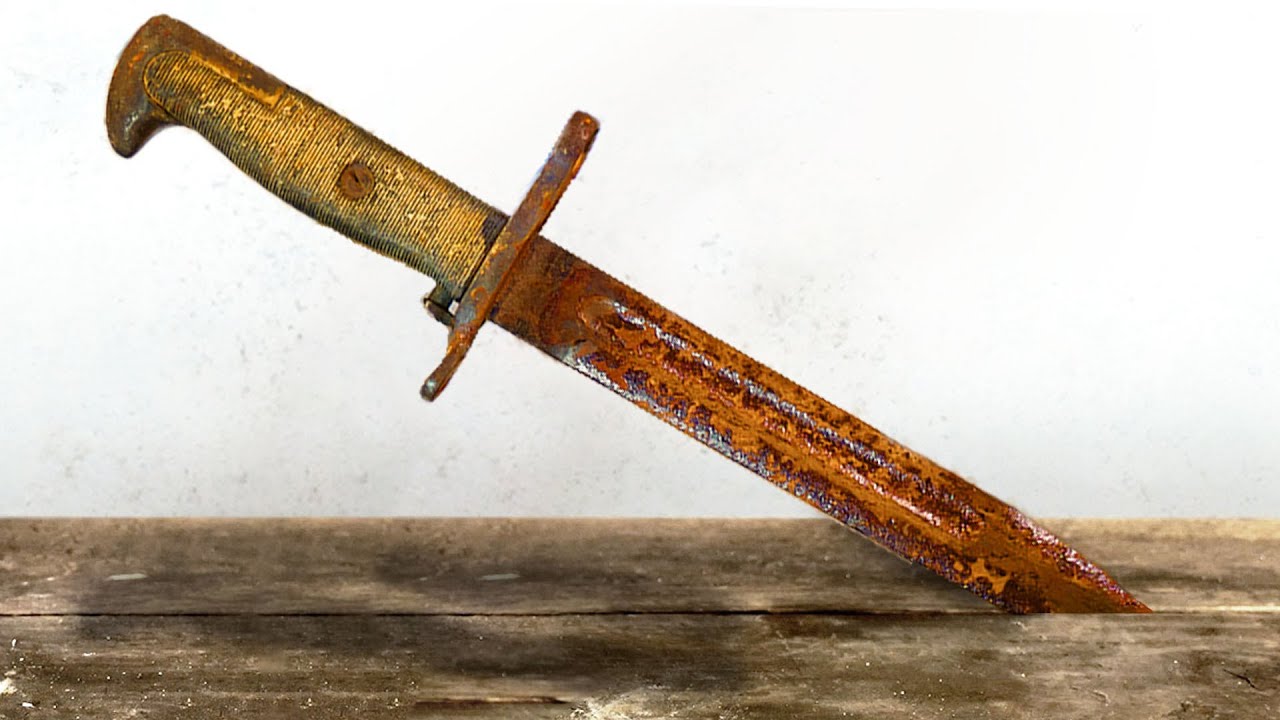 Rusty WW2 Knife- US M1 Garand Bayonet Restoration - YouTube