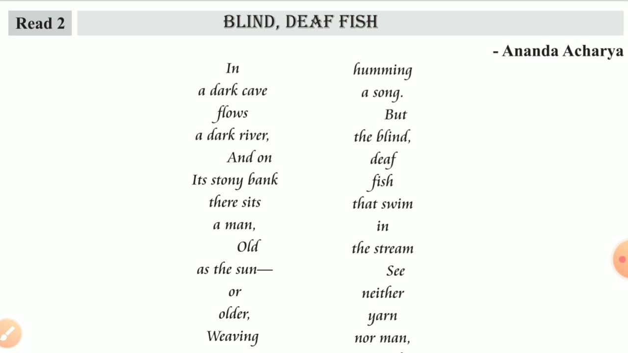 Standard 12th poem ( BLIND DEAF FISH ) - YouTube